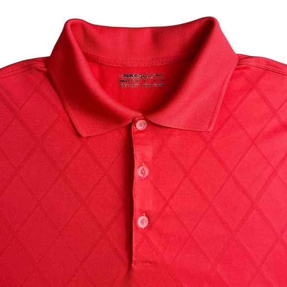 Nike | Shirts | Nike Golf Fit Dry Mens Medium Red Diamond Pattern Short ...